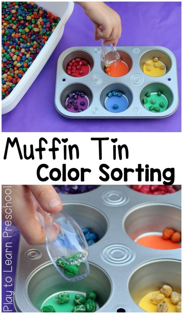 Muffin Tin Color Sorting Pin - Play to Learn Preschool