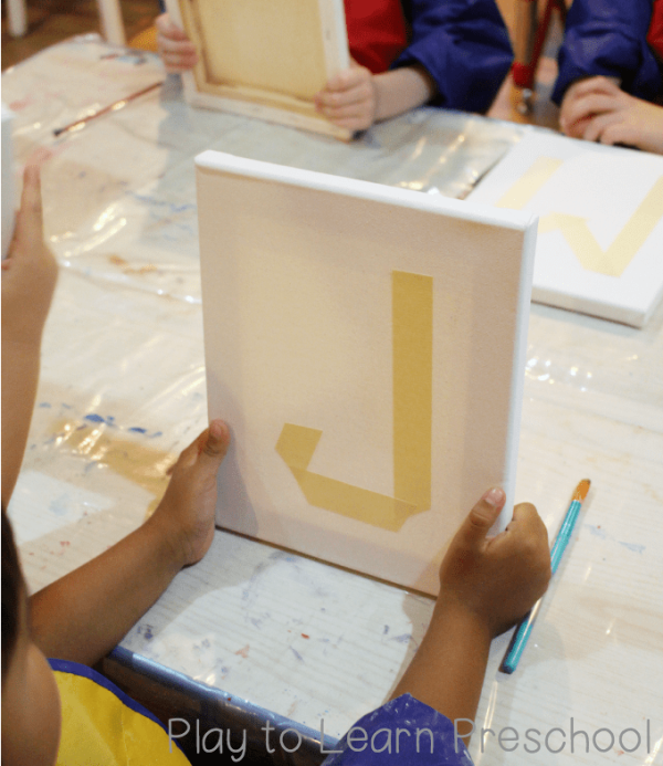 Name Art: Tape Resist Canvas Paintings for Young Children