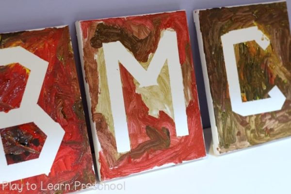 Name Art: Tape Resist Canvas Paintings for Young Children