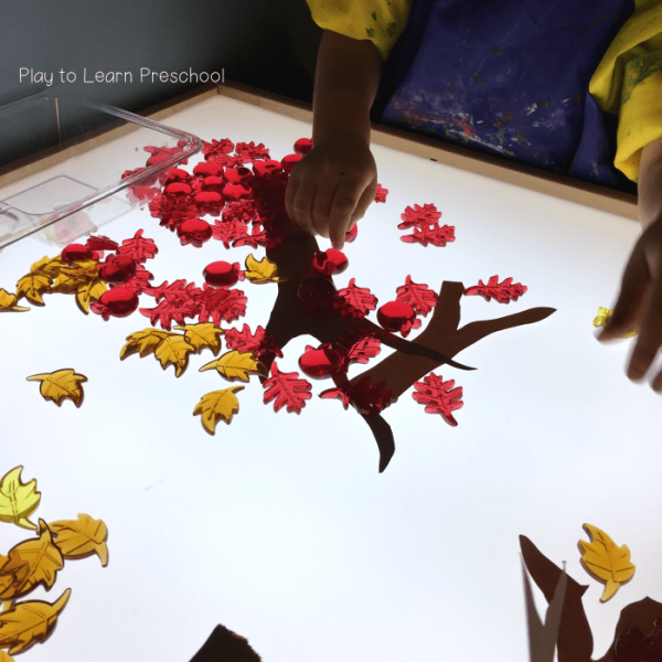 Make Autumn Trees - A Light Table Art Activity for Preschoolers