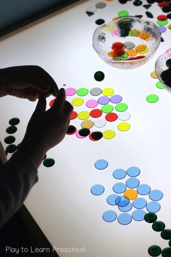 Spring Flower Art on the Light Table - Play to Learn Preschool