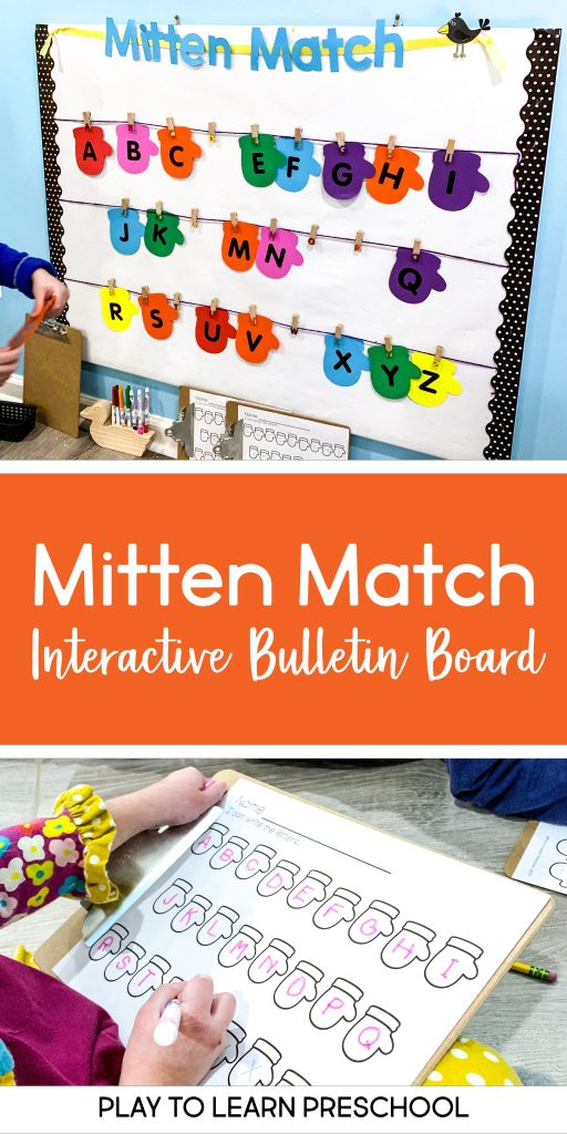Winter Bulletin Board for Preschoolers - Mitten Matching - Play to ...