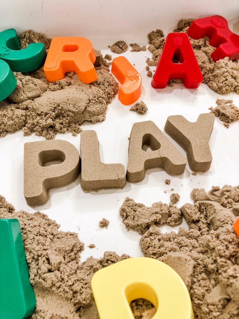 Sensory Table Kinetic Sand Letter Molds - Play to Learn Preschool