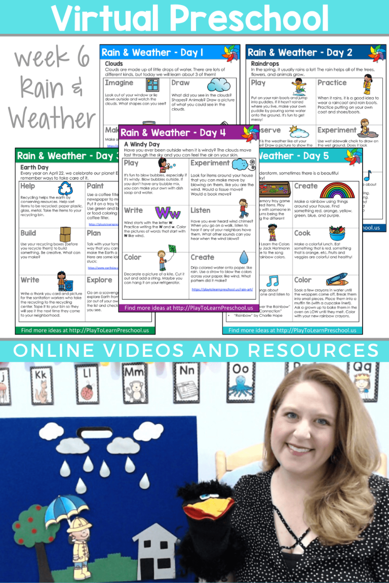 Rain and Weather Circle Time Lessons - Free Virtual Preschool