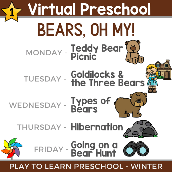 Bears Unit Virtual Preschool - Play to Learn Preschool