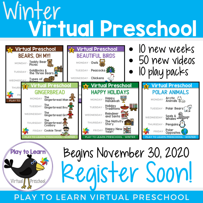 WINTER 2020 Virtual Preschool - Play to Learn Preschool