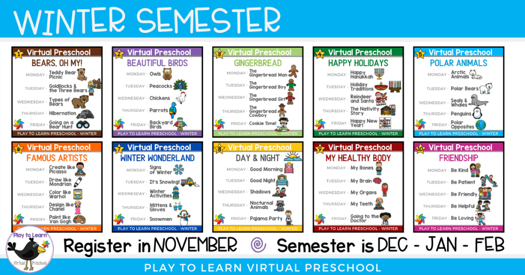 Winter Semester with Dates - Play to Learn Preschool