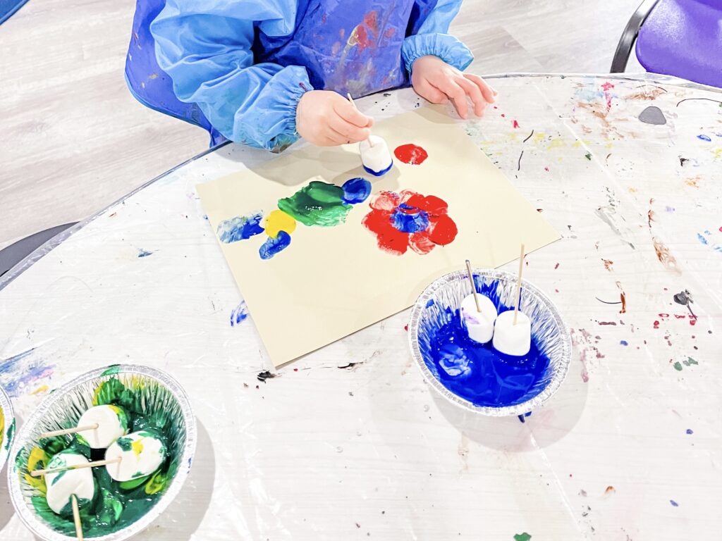 Marshmallow Painting for Preschoolers - Play to Learn Preschool
