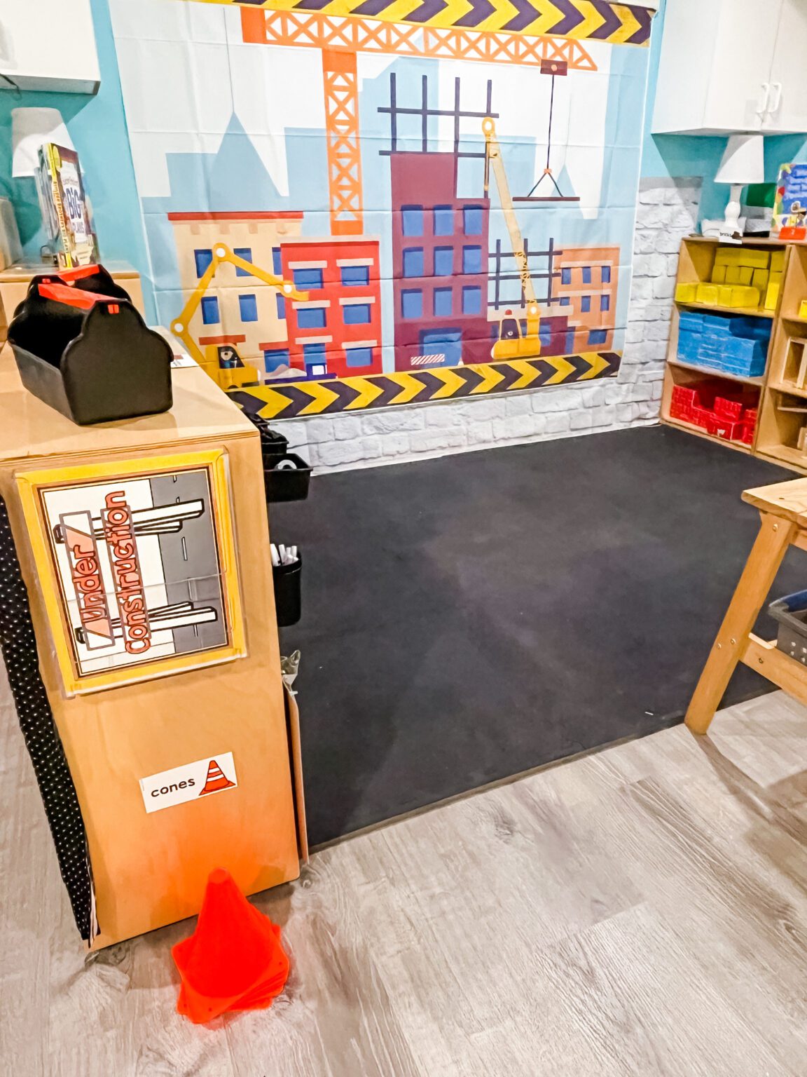 Construction Site Dramatic Play in the Block Center