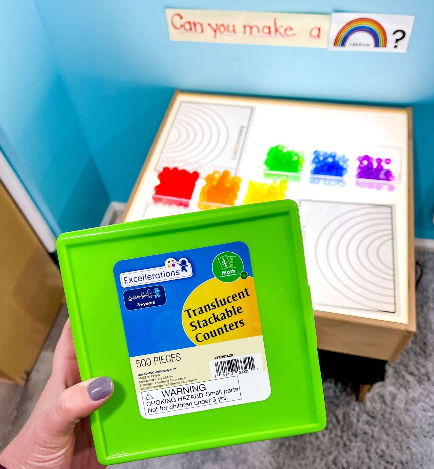 Rainbow Light Table Activity for Preschool - Play to Learn Preschool