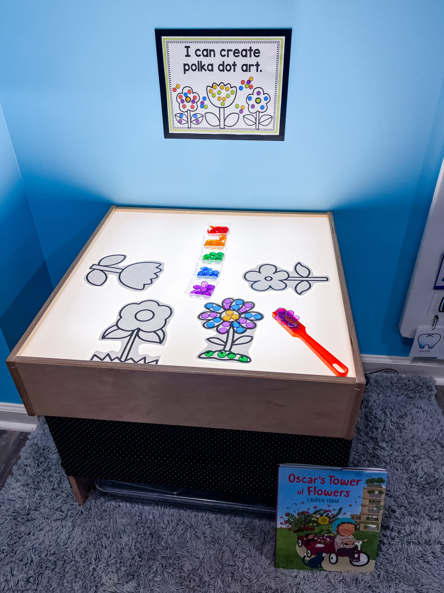 Kusama Light Table Activity - Art that Glows - Play to Learn Preschool