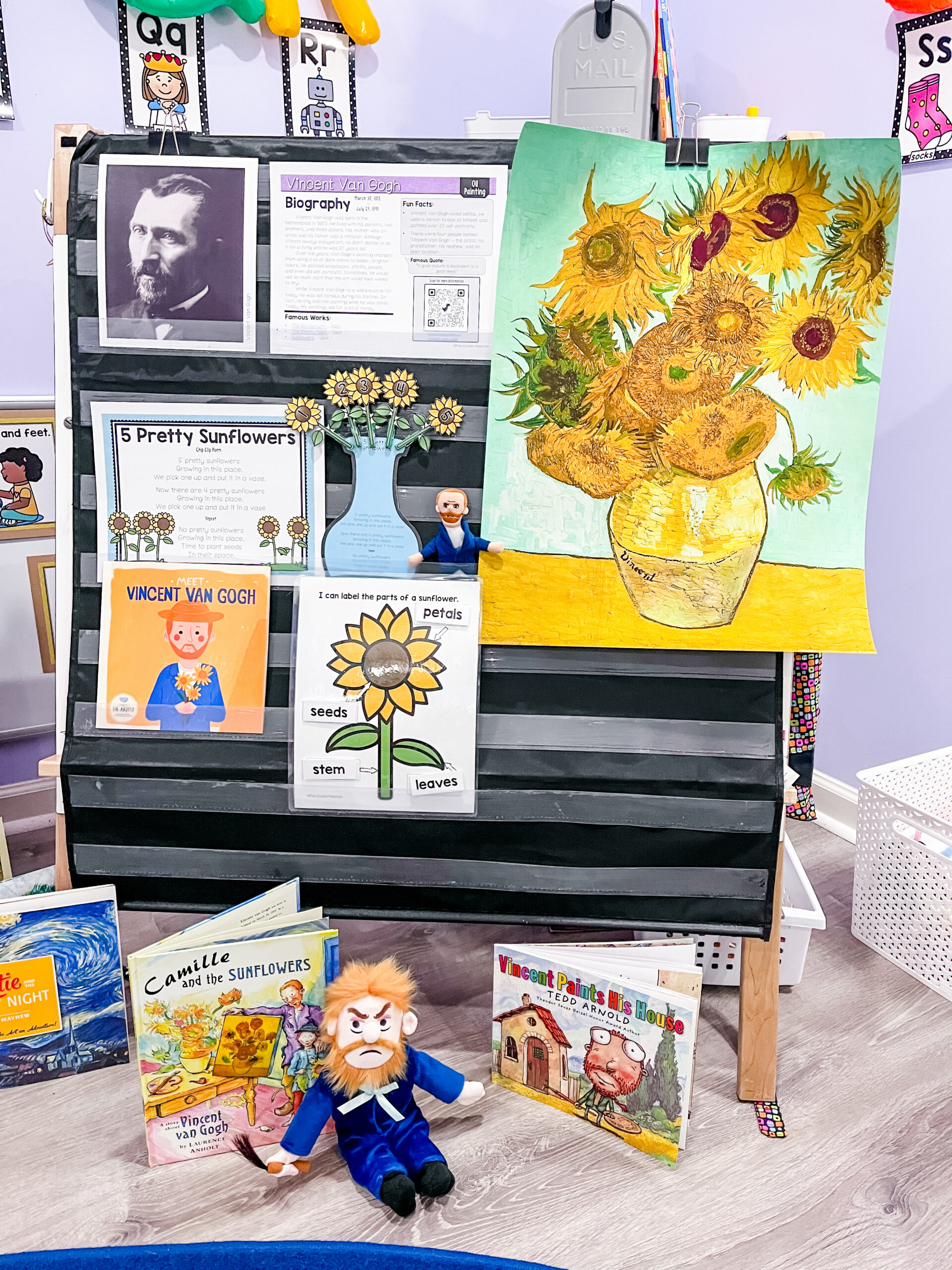 Van Gogh Sunflower Directed Drawing Art Project Famous Artists - Play ...