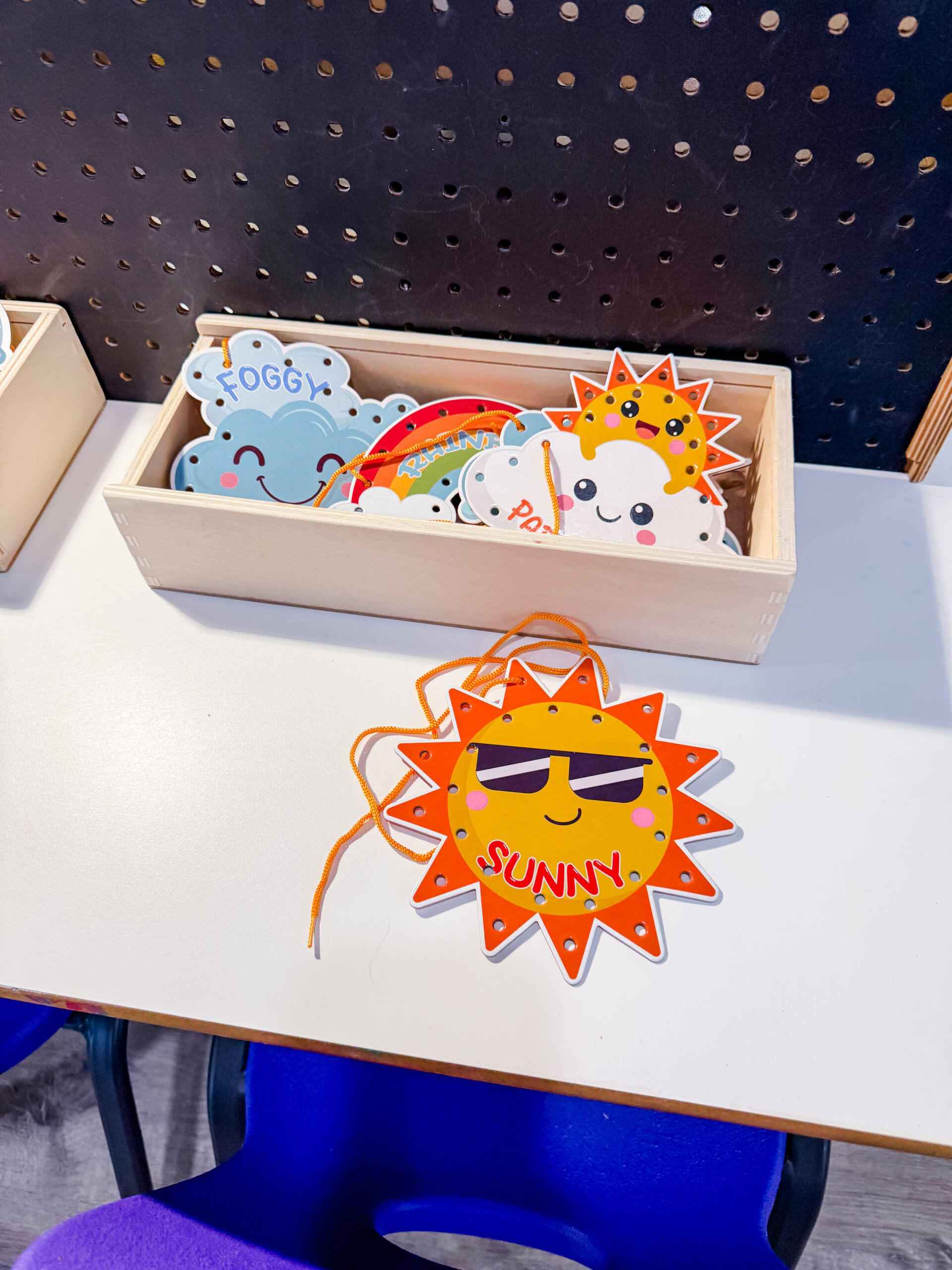 Weather Sun Cloud Lacing Boards IMG_2980 - Play to Learn Preschool