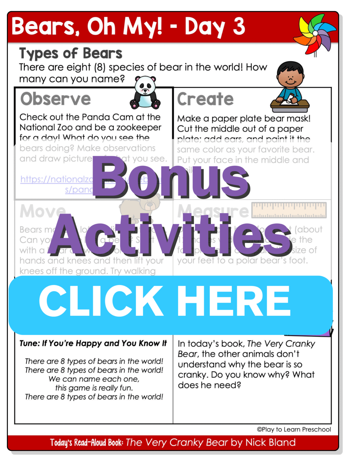 Bears Circle Time for Preschool - Play to Learn Preschool
