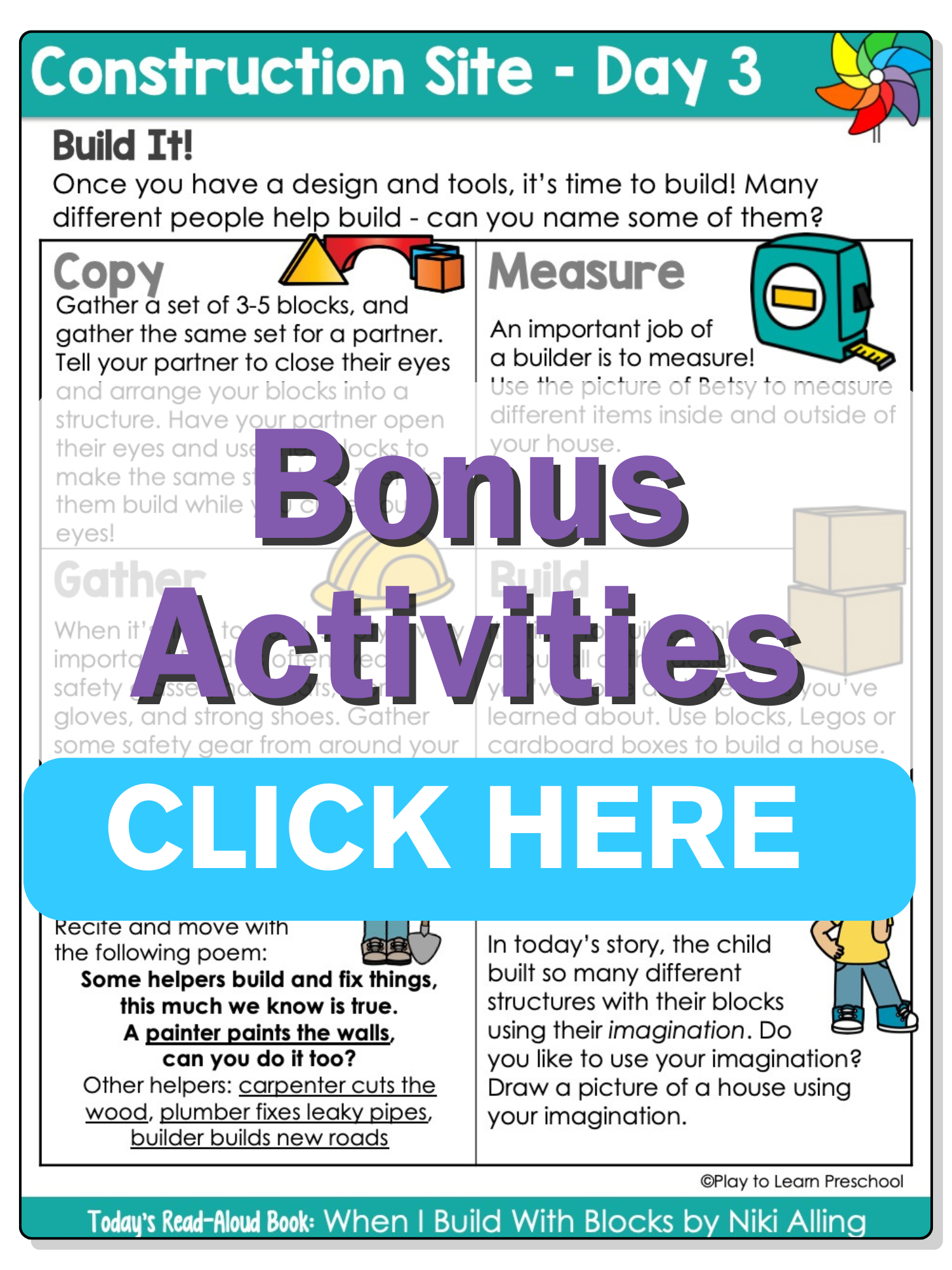 Preschool Construction Activities Enrichment Play Pack (3) - Play to ...