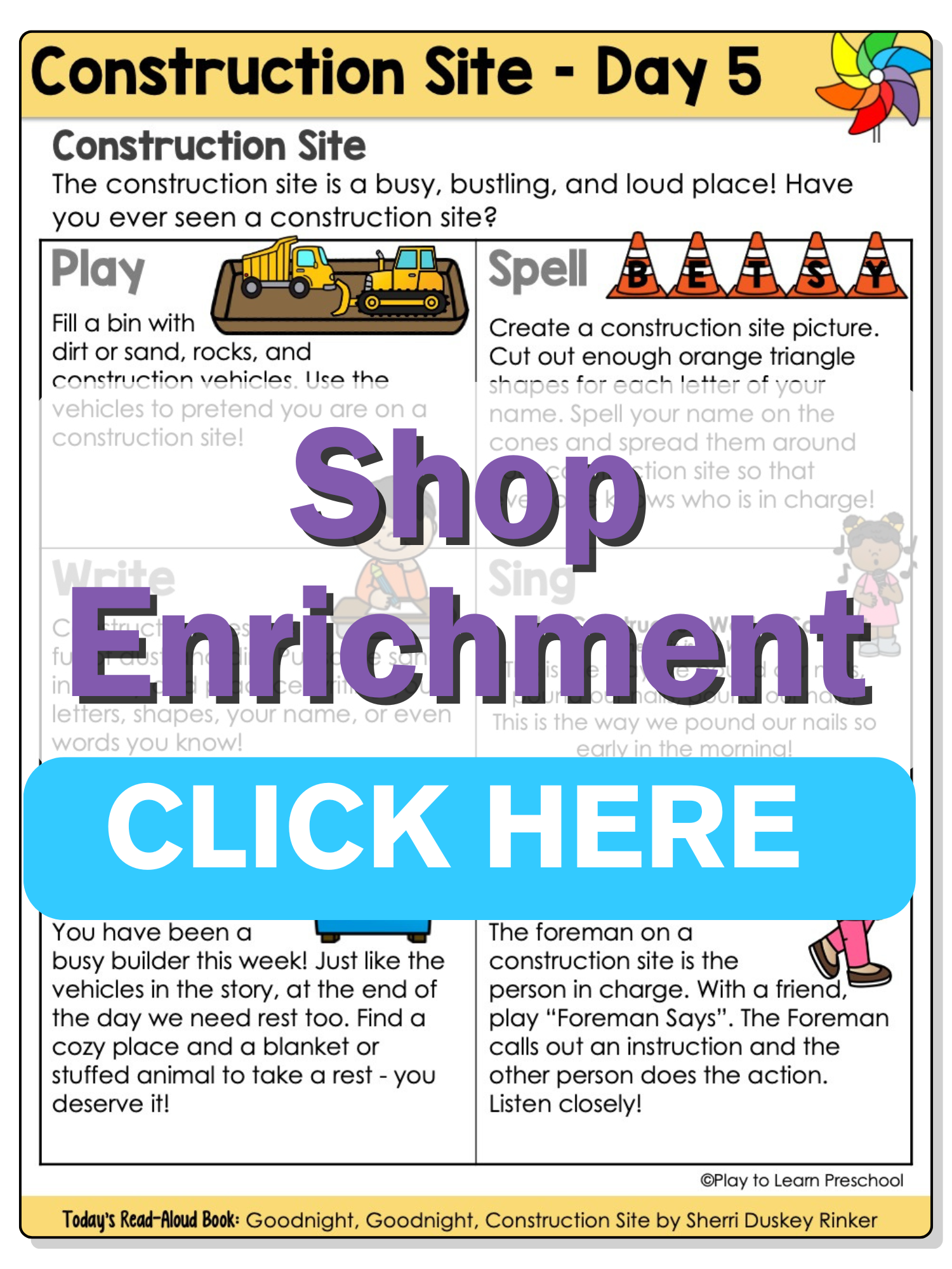 Preschool Construction Activities Enrichment Play Pack (5) - Play to ...