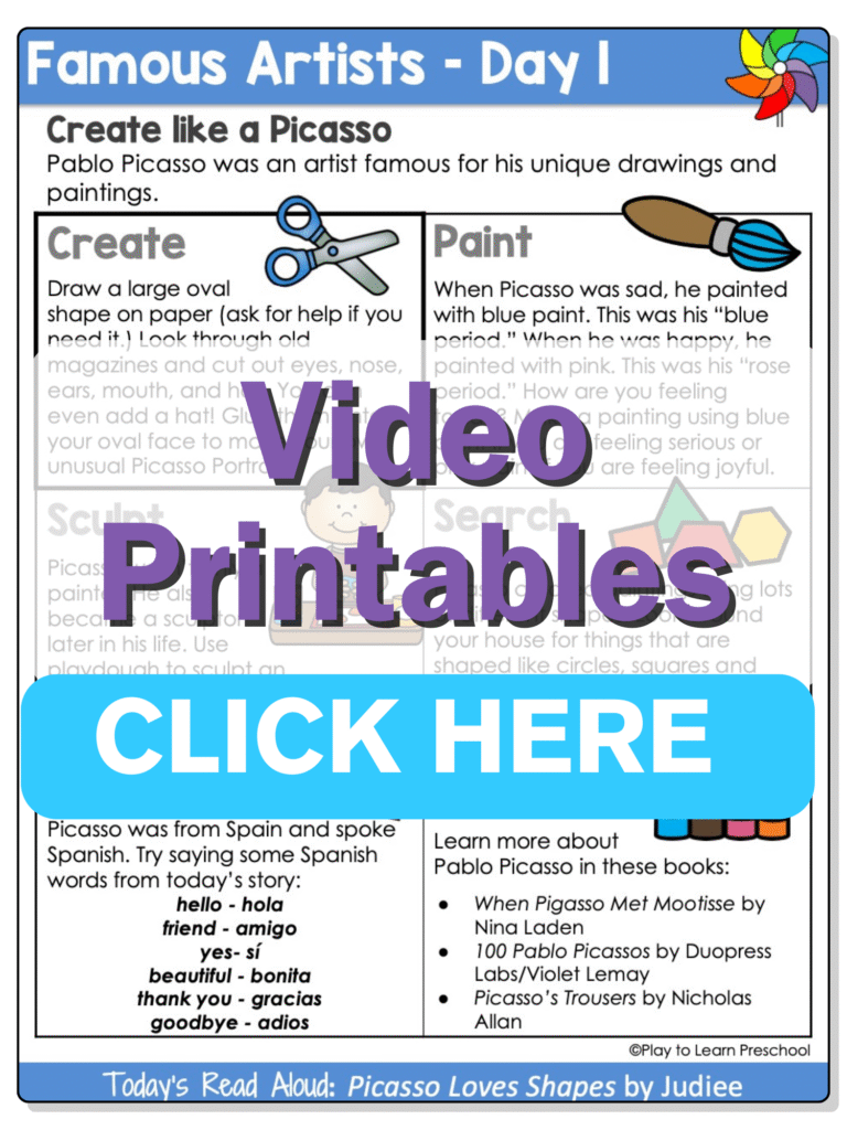 Preschool Famous Artists Activities Enrichment Play Pack - Play to ...