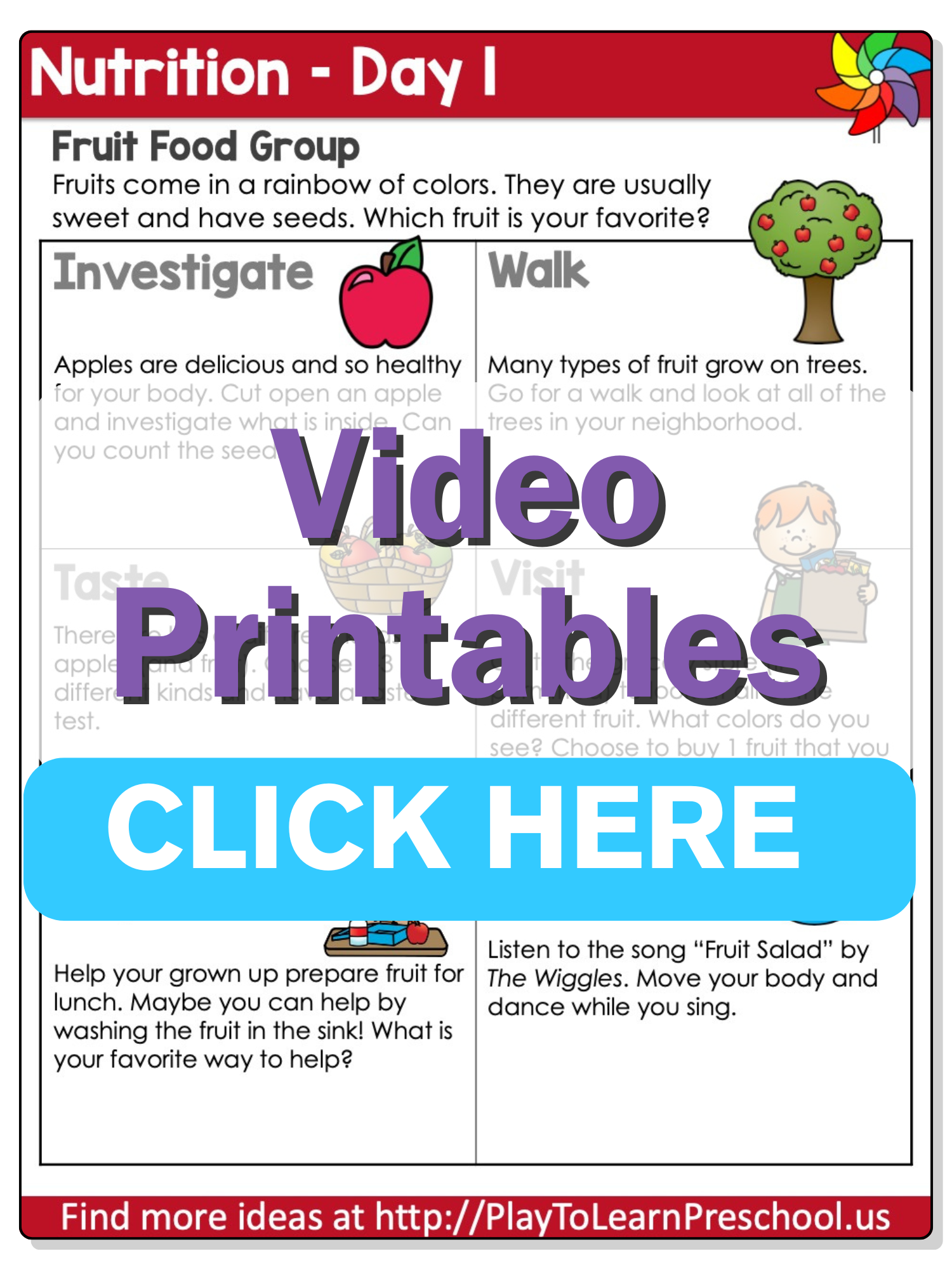 Preschool Food Groups Activities Enrichment Play Pack - Play to Learn ...