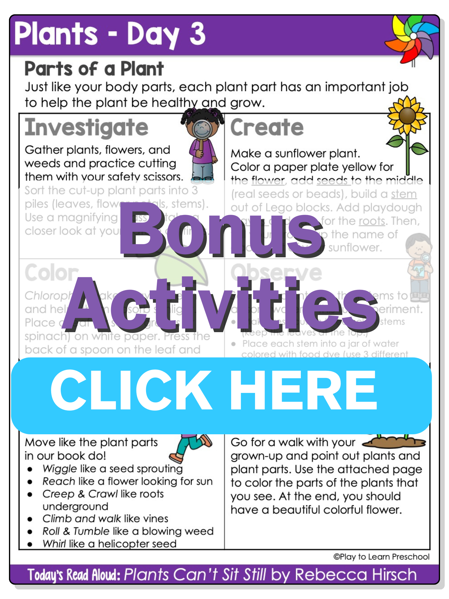 Preschool Plants Activities Enrichment Play Pack (3) - Play to Learn ...