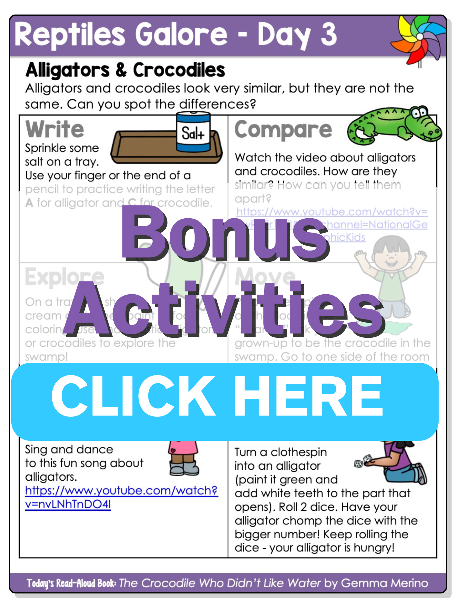 Preschool Reptile Activities Enrichment Play Pack (3) - Play to Learn ...
