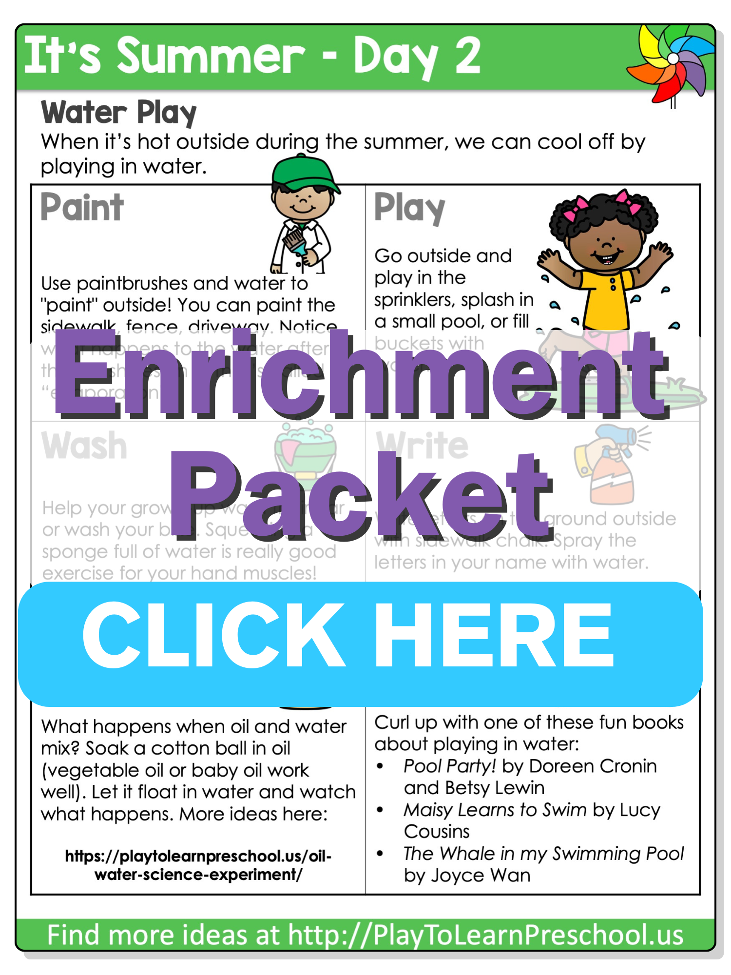 Preschool Summer Activities Enrichment Play Pack (2) - Play to Learn ...