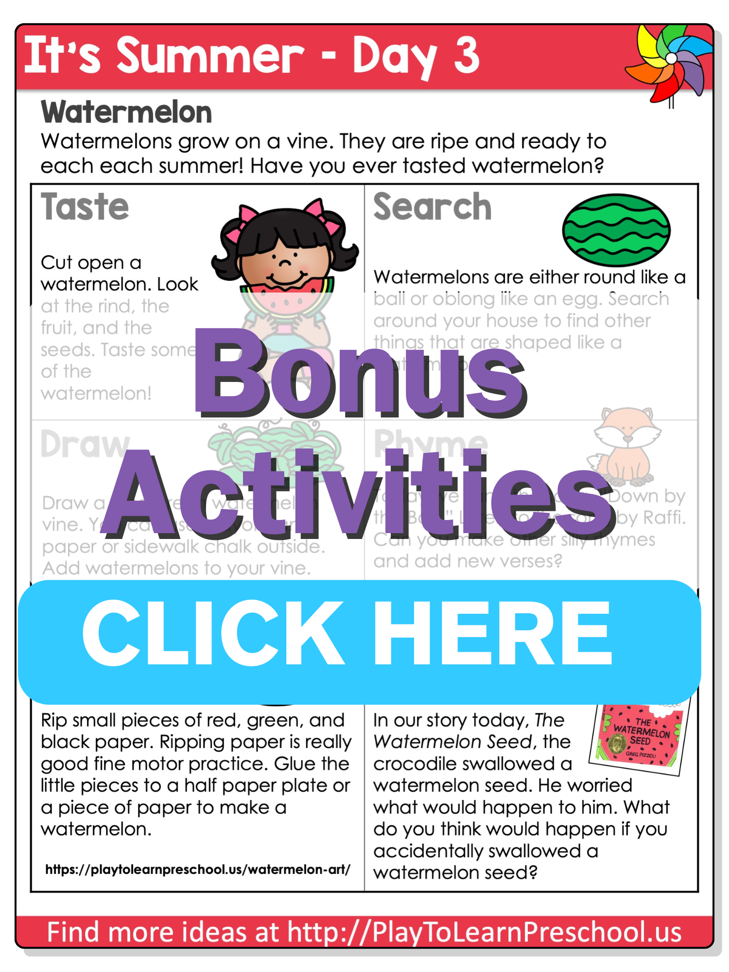 Preschool Summer Activities Enrichment Play Pack (3) - Play to Learn ...