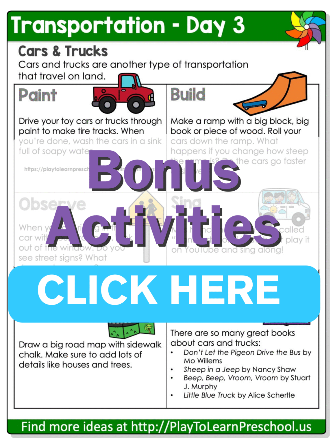 Preschool Transportation Lessons for Circle Time - Play to Learn Preschool