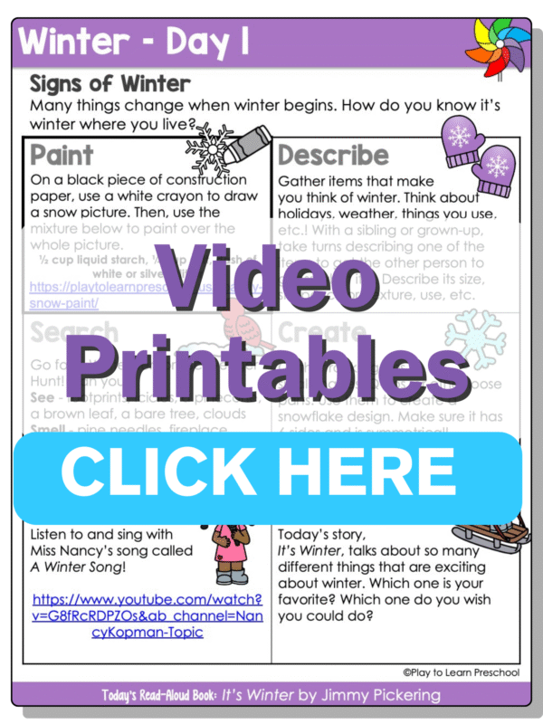 Preschool Winter Circle Time - Play to Learn Preschool