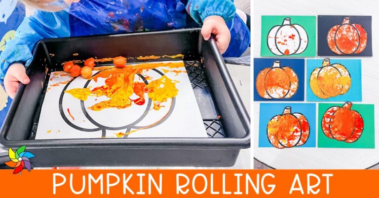 Pumpkin Rolling Art Activity for Preschool Students - Play to Learn ...