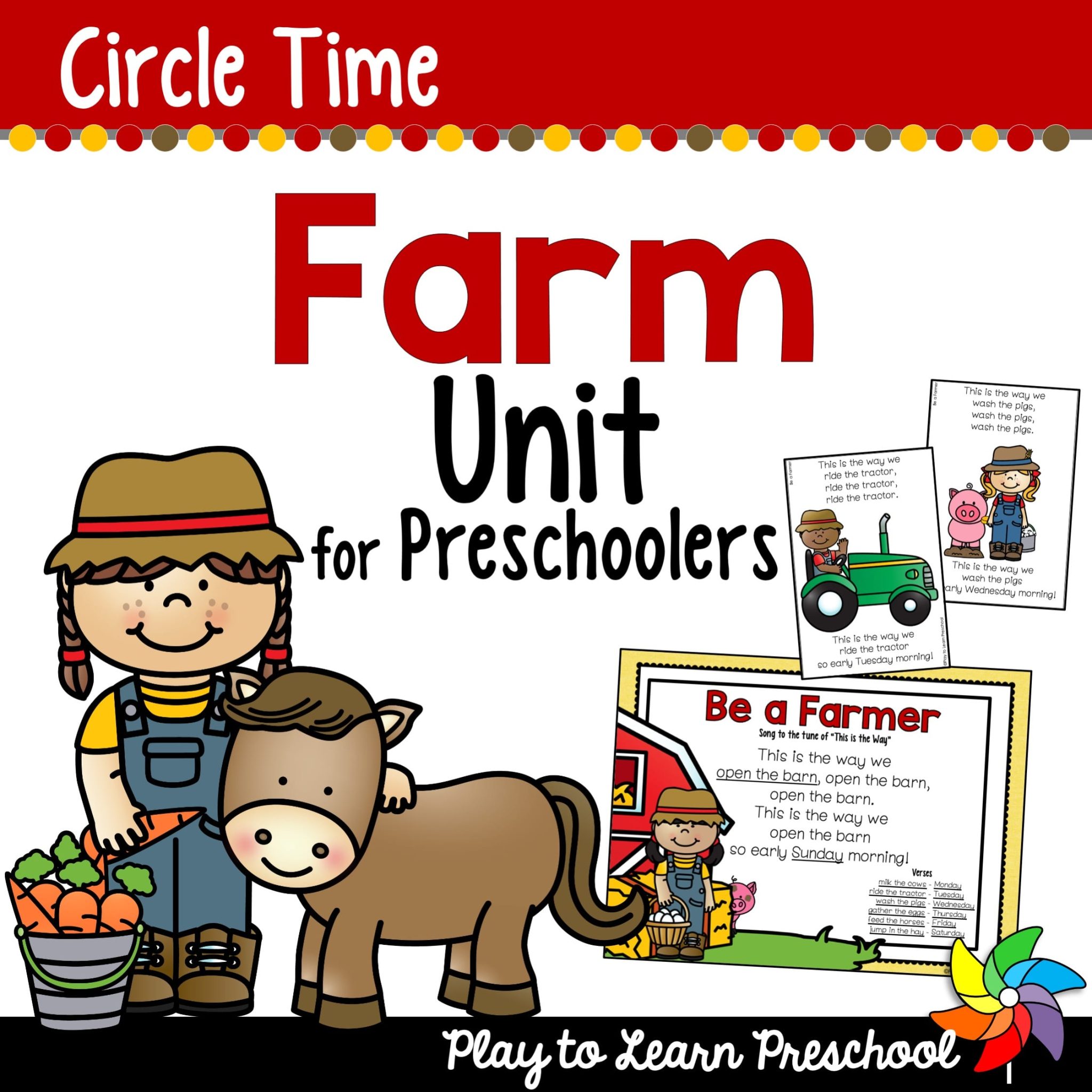 Farm Preschool Unit for Circle Time - Play to Learn Preschool Preschool