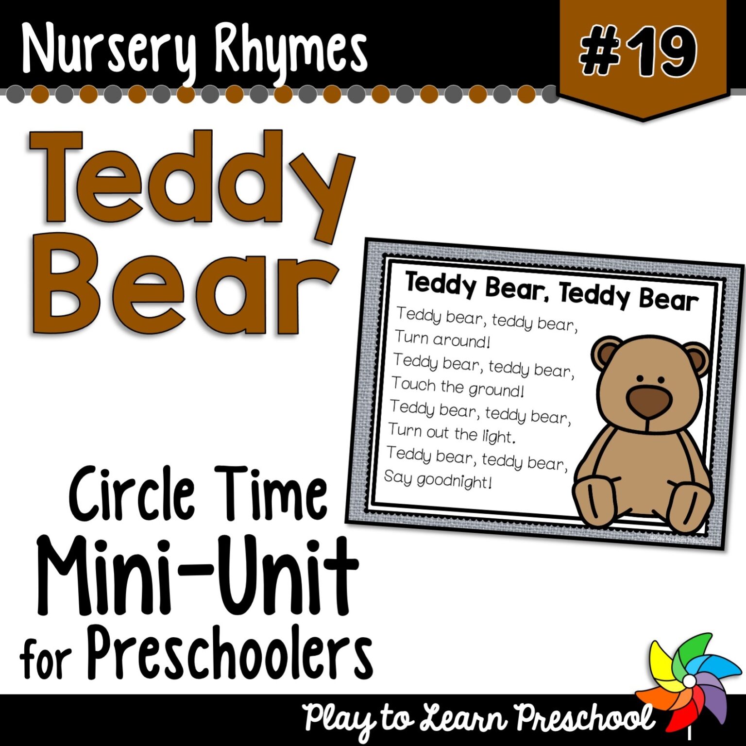 Teddy Bear, Teddy Bear Nursery Rhyme - Play to Learn Preschool
