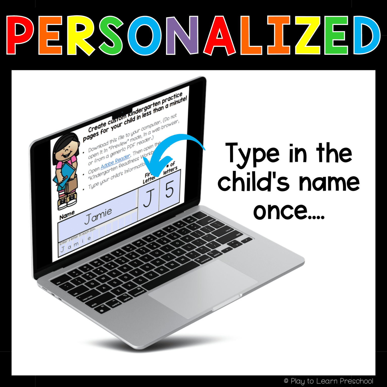 Kindergarten Readiness Workbook - Editable - Play to Learn Preschool