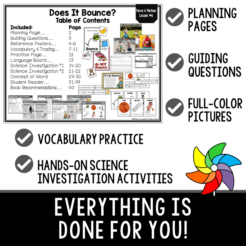 Does It Bounce? Preschool Science Center - Play to Learn Preschool