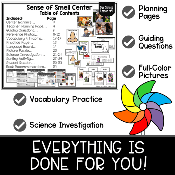 Sense of Smell Preschool Science Center - Play to Learn Preschool