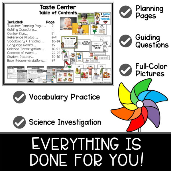 Sense of Taste Preschool Science Center - Play to Learn Preschool