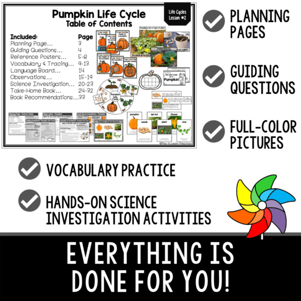 Pumpkin Life Cycle Science Center - Play to Learn Preschool