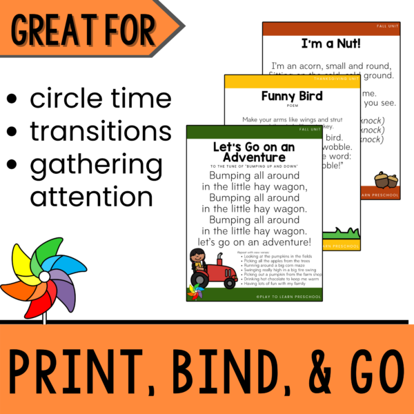 Fall Preschool Song Book - Songs, Rhymes, and Poems for Preschool ...