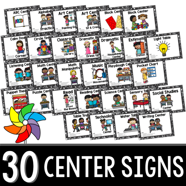 Printable Classroom Center Signs - Preschool PreK Room Labels Learning ...