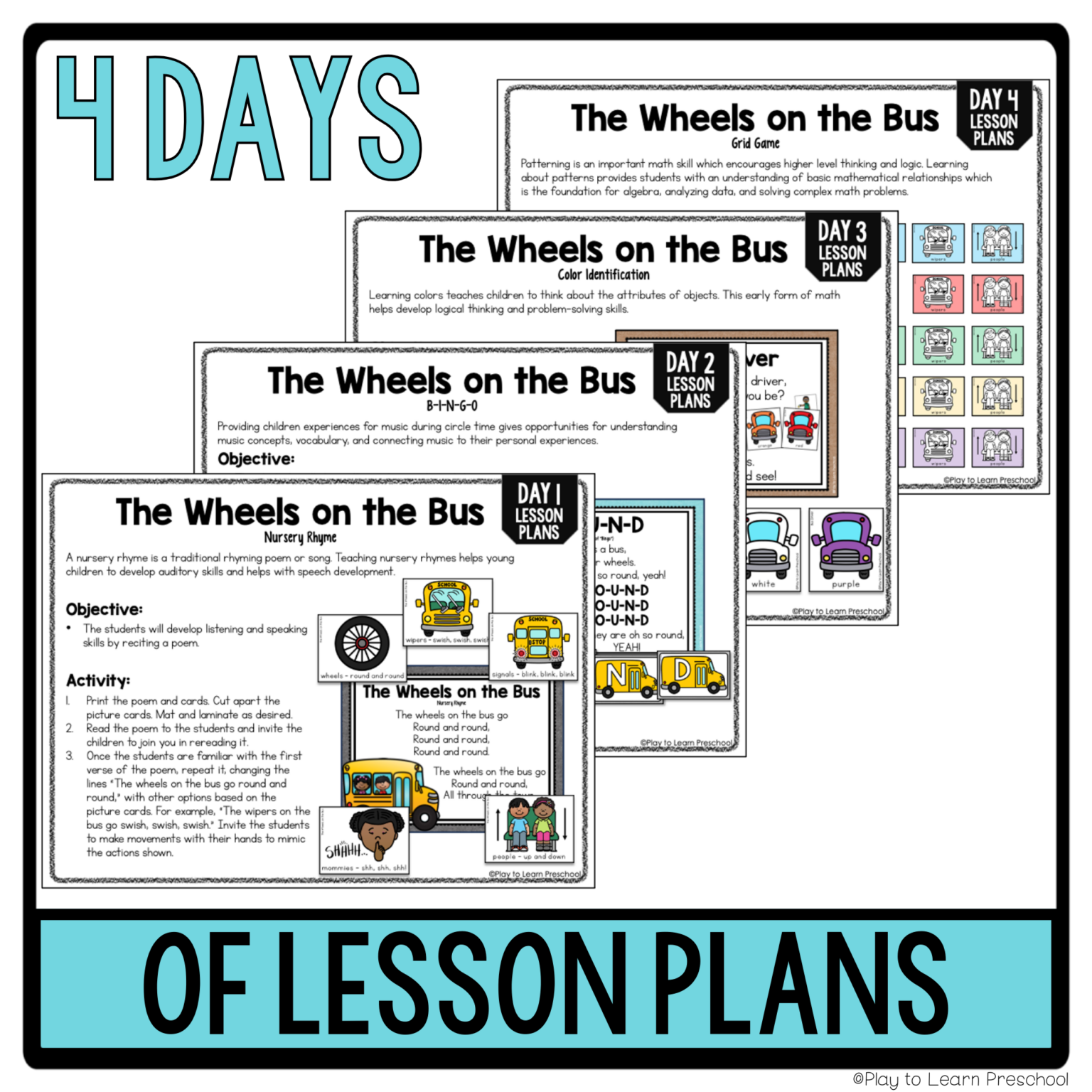 Wheels on the Bus Nursery Rhyme | Play to Learn Preschool
