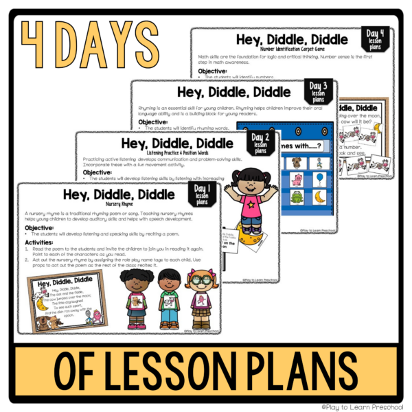 Hey Diddle Diddle Nursery Rhyme | Play to Learn Preschool