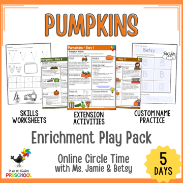 Online Circle Time Play Pack - Pumpkins - Play to Learn Preschool
