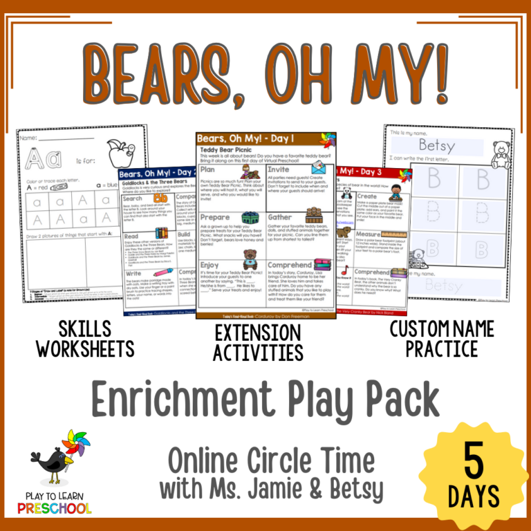 Bears Circle Time for Preschool - Play to Learn Preschool