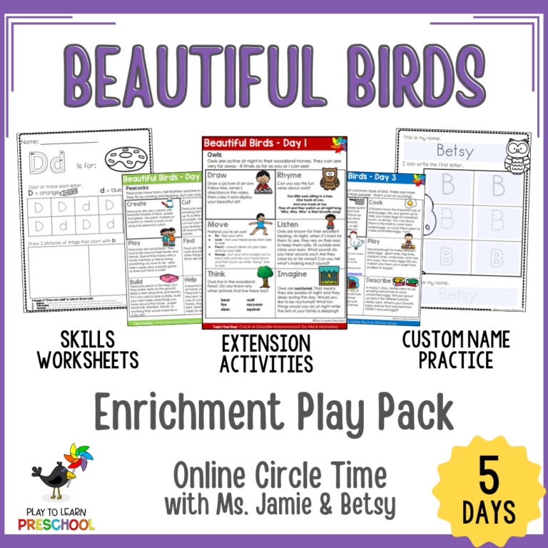 Online Circle Time Play Pack - Beautiful Birds - Play to Learn Preschool