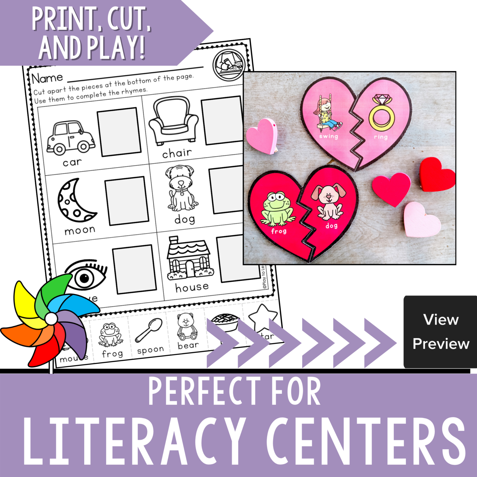Valentine’s Day Preschool Rhyming Puzzles | Hands-On Literacy Activity ...