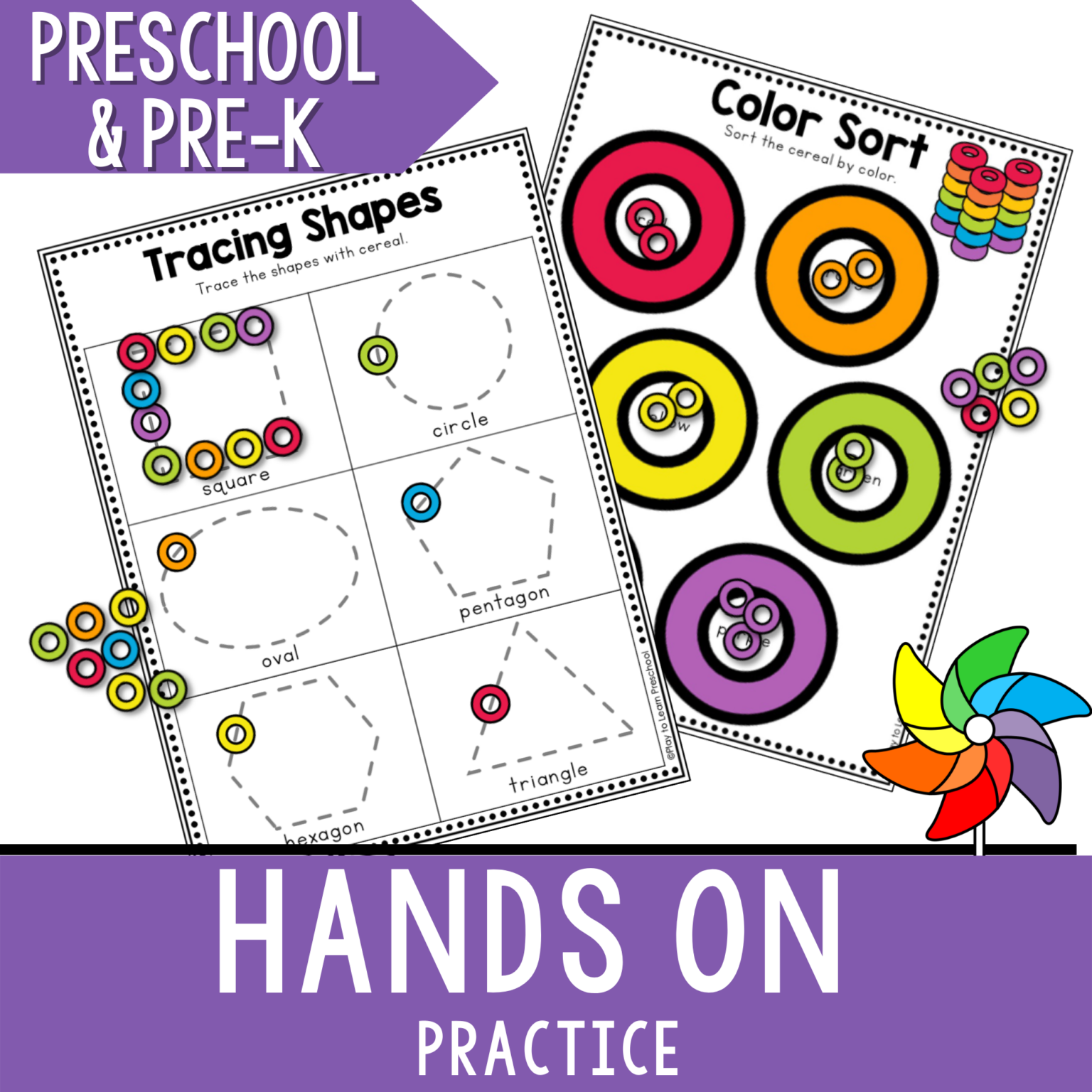 Preschool Rainbow Cereal Fun Pack Easy Prep Math and Literacy ...