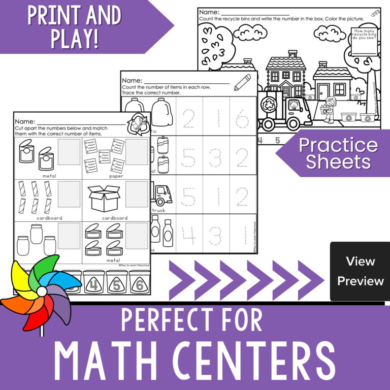 Earth Day Counting Games Preschool Number Puzzles Mats & Folder Game ...
