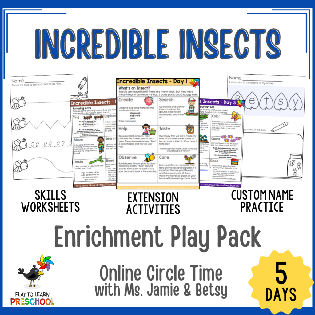 Online Circle Time Play Pack - Incredible Insects - Play to Learn Preschool