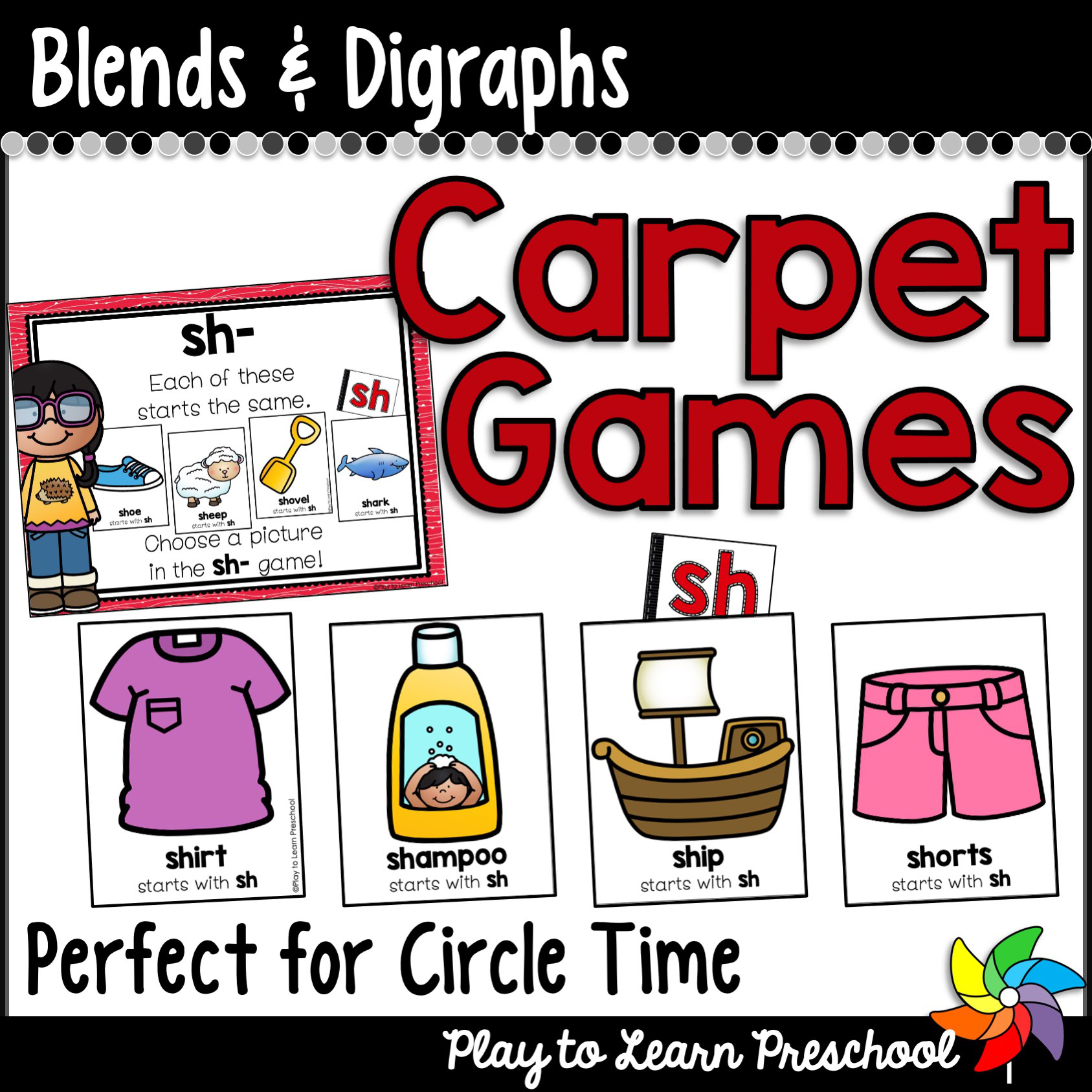 Blends and Digraphs Carpet Games - Play to Learn Preschool Preschool