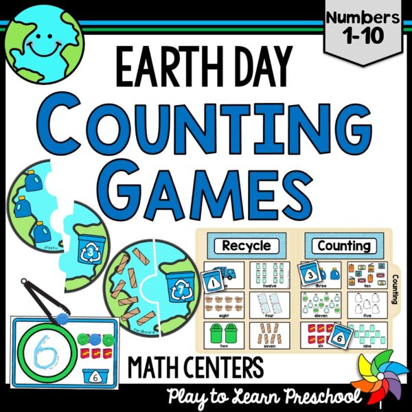 Earth Day Counting Games COVER - Play to Learn Preschool