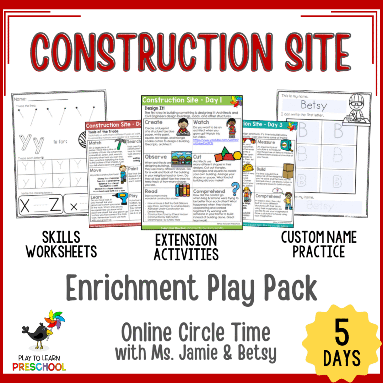 Online Circle Time Play Pack - Construction Site - Play to Learn Preschool